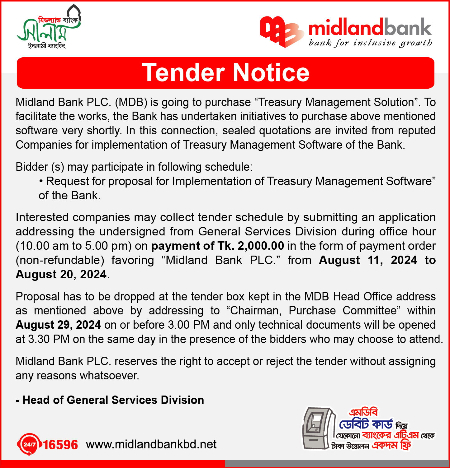 tender – Midland Bank PLC.